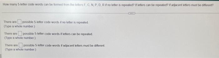 Solved How many 5 -ktter code words can be formed from the | Chegg.com
