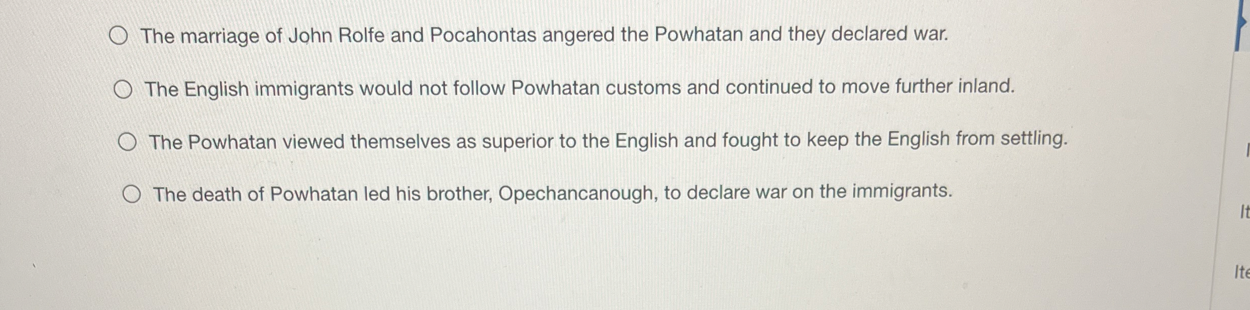 Solved The marriage of John Rolfe and Pocahontas angered the | Chegg.com
