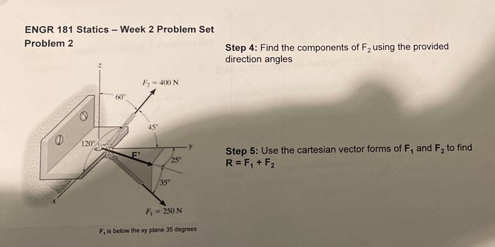 Solved ENGR 181 Statics - Week 2 Problem Set Problem 2 Step | Chegg.com