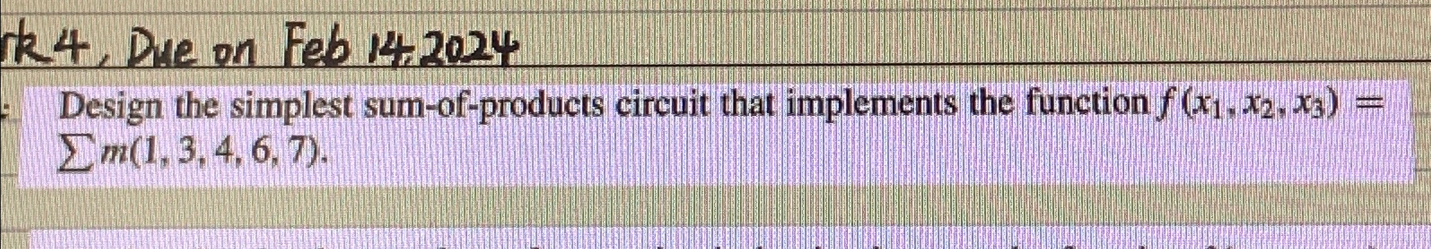 Solved k 4, ﻿Die on Feb 14.2024Design the simplest | Chegg.com