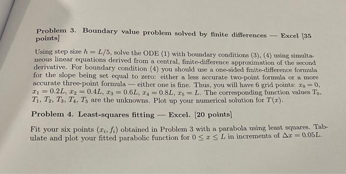 Problem 3. Boundary value problem solved by finite | Chegg.com
