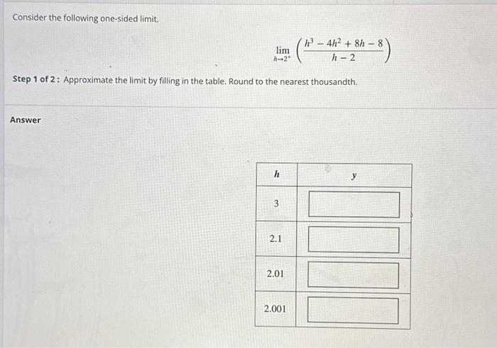 Solved Consider the following one-sided limit. | Chegg.com