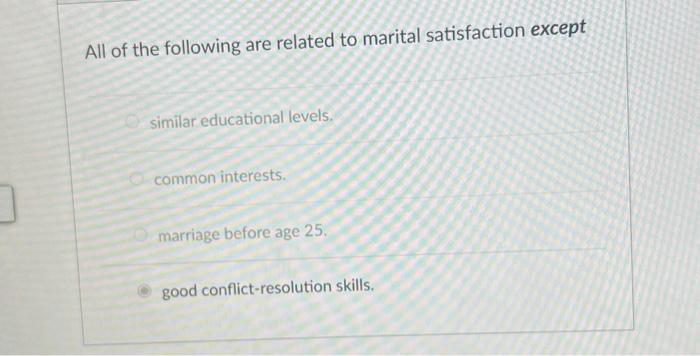Solved All of the following are related to marital | Chegg.com