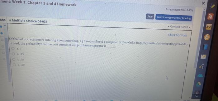 Solved ament: Week 1: Chapter 3 and 4 Homework Assignment | Chegg.com