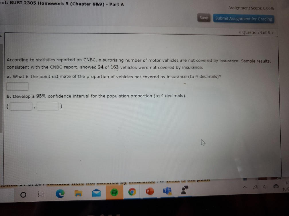 Solved ent: BUSI 2305 Homework 5 (Chapter 8&9) - Part A | Chegg.com