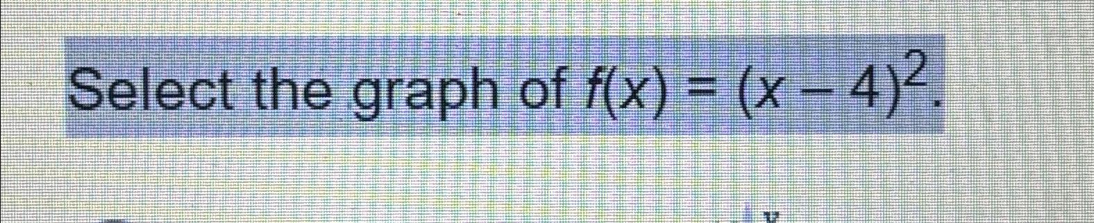 Solved Select the graph of f(x)=(x-4)2 | Chegg.com