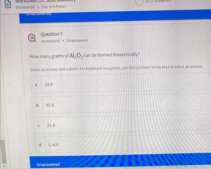 Solved Norksheet 13: Stoichiometry Homework - Due in 8 hours | Chegg.com