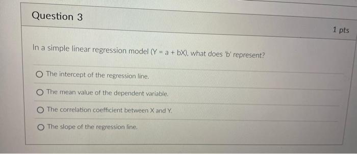 Solved In a simple linear regression model (Y = a + bX), | Chegg.com