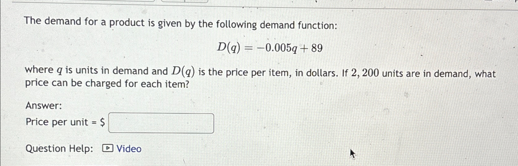 Solved The demand for a product is given by the following | Chegg.com