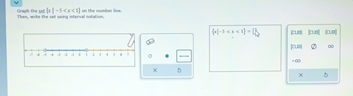 Solved Graph the set {x| -5 ← ﻿x ← 1} ﻿on the line. Then, | Chegg.com