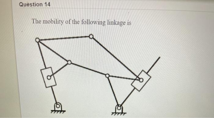 Solved Question 14 The mobility of the following linkage is | Chegg.com