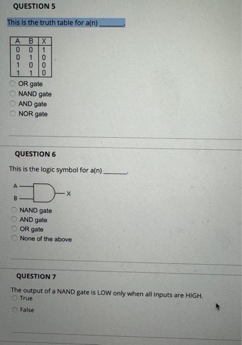 Solved This is the truth table for a(n) OR gate NAND gate | Chegg.com