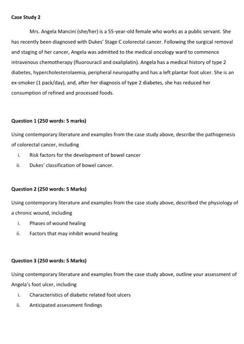 Solved Case Study 2 Mrs. Angela Mancini (she/her) is a | Chegg.com