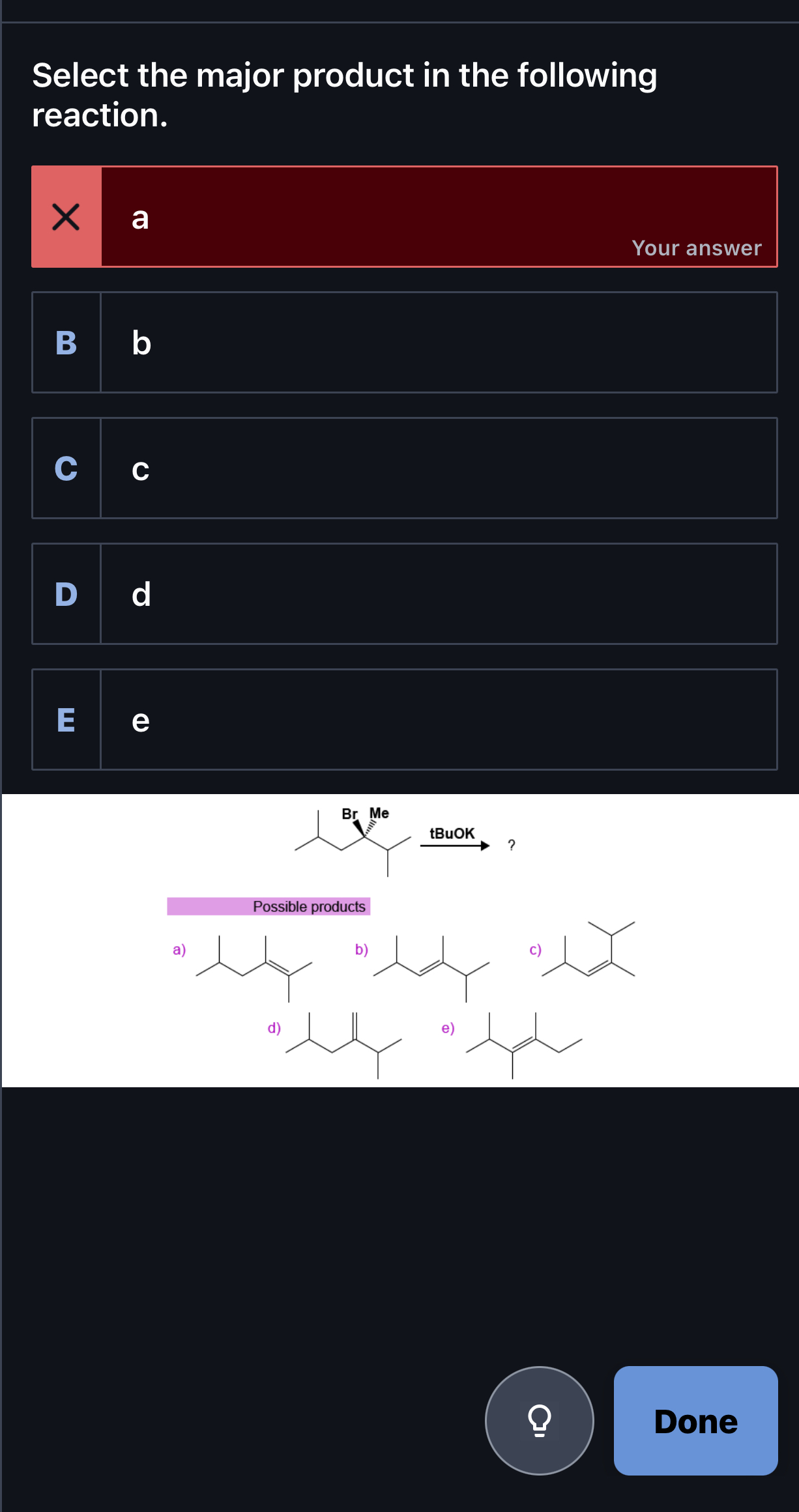 Solved Select the major product in the following | Chegg.com