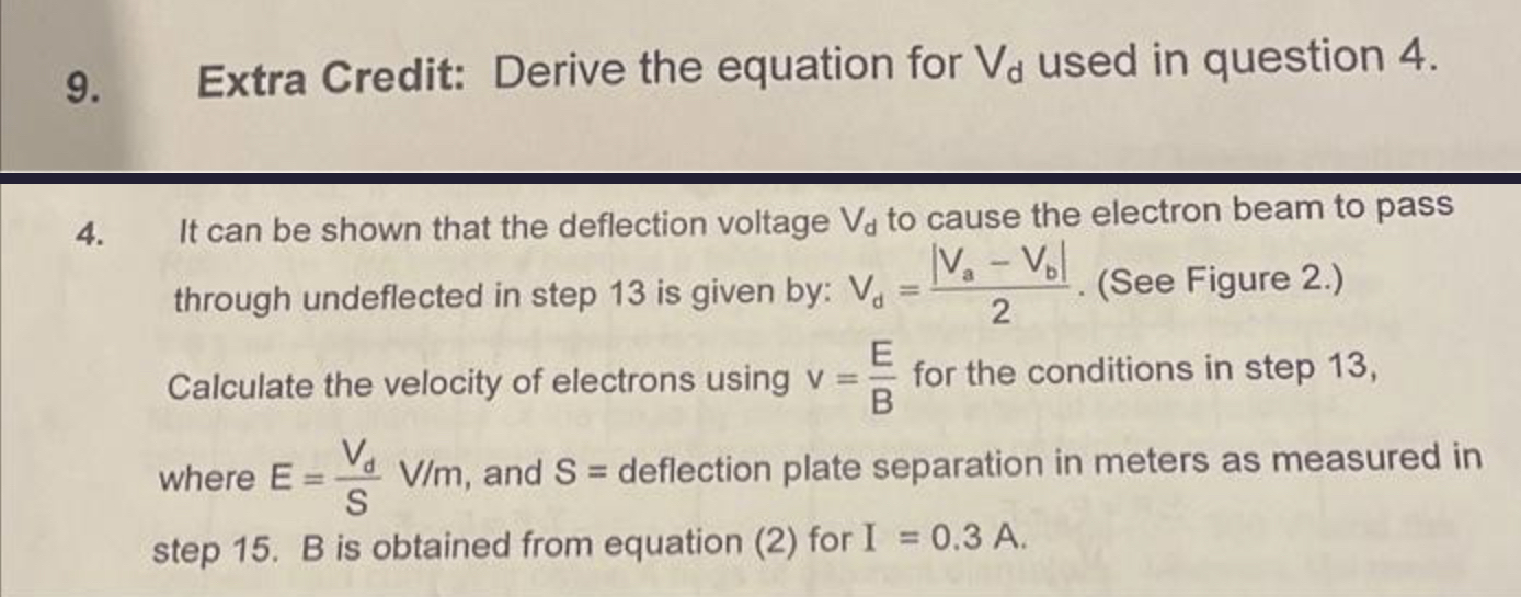 Solved Extra Credit: Derive the equation for Vd ﻿used in | Chegg.com