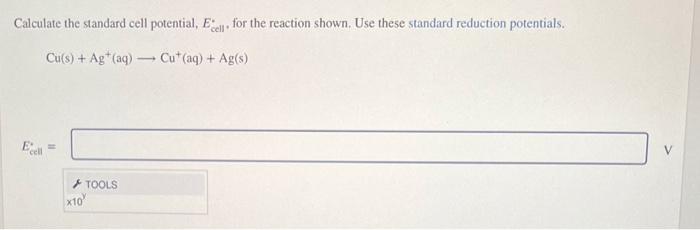 Solved Calculate The Standard Cell Potential Ecell For