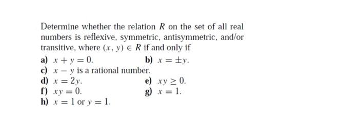 Solved Determine Whether The Relation R On The Set Of All