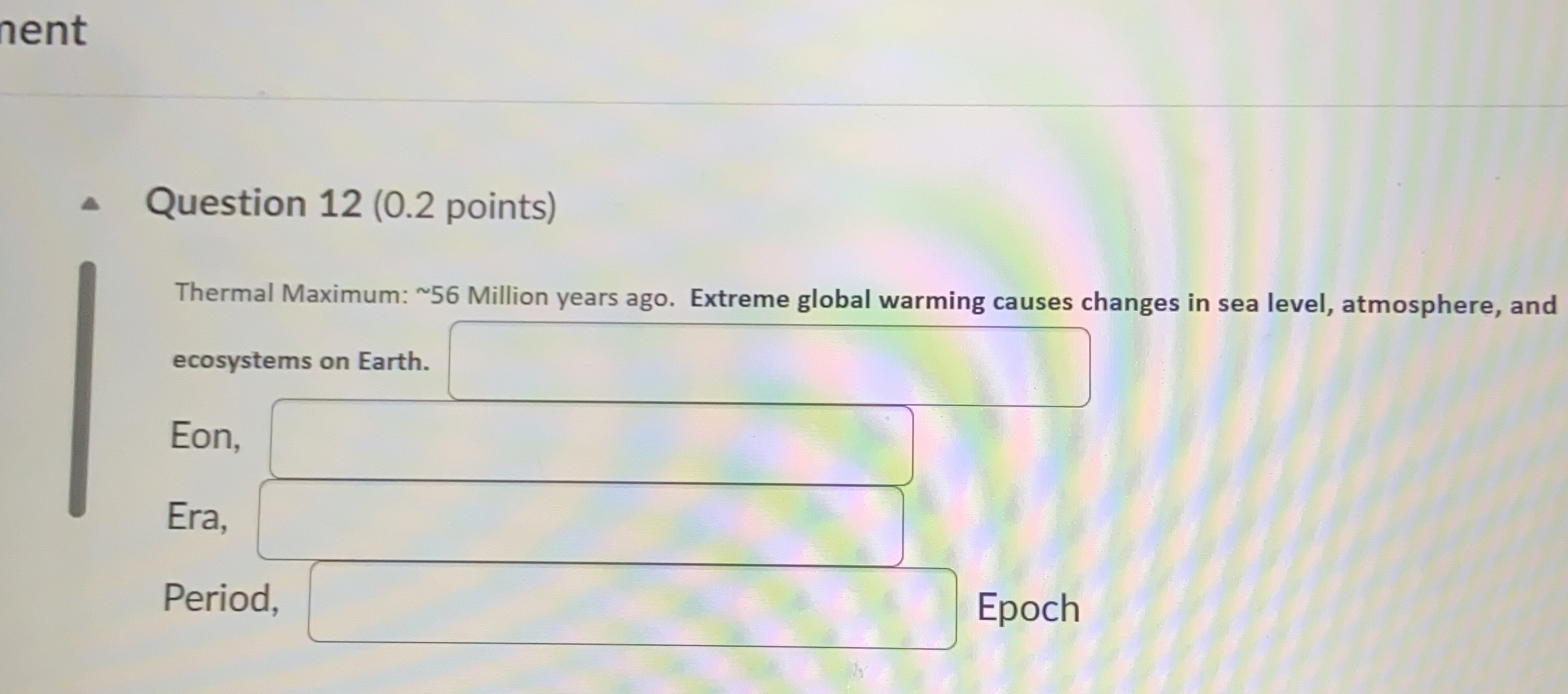 Solved nentQuestion 12 ( 0.2 ﻿points)Thermal Maximum: ～56 | Chegg.com