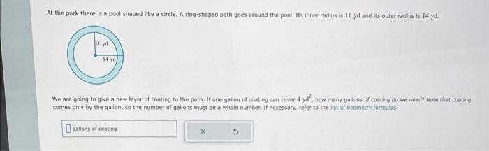 Solved At the park there is a pool shaped like a circle. A | Chegg.com