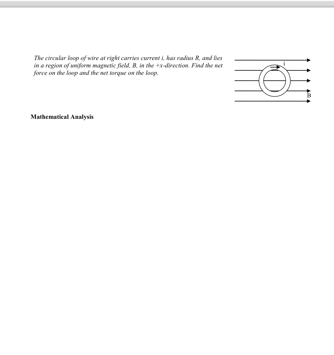 Solved The circular loop of wire at right carries current i, | Chegg.com