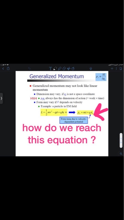 Solved +10 Generalized Momentum Generalized momentum may not | Chegg.com