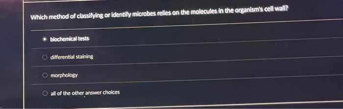 Solved Which method of classifying or identify microbes | Chegg.com