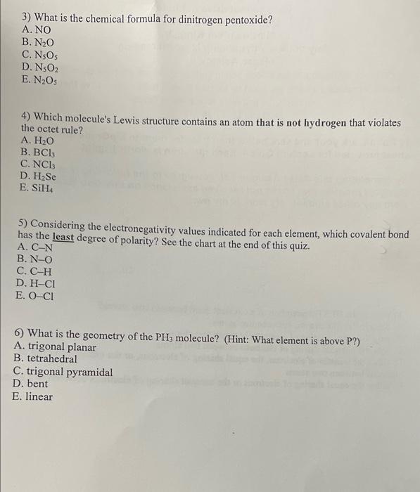 Solved 3) What is the chemical formula for dinitrogen | Chegg.com