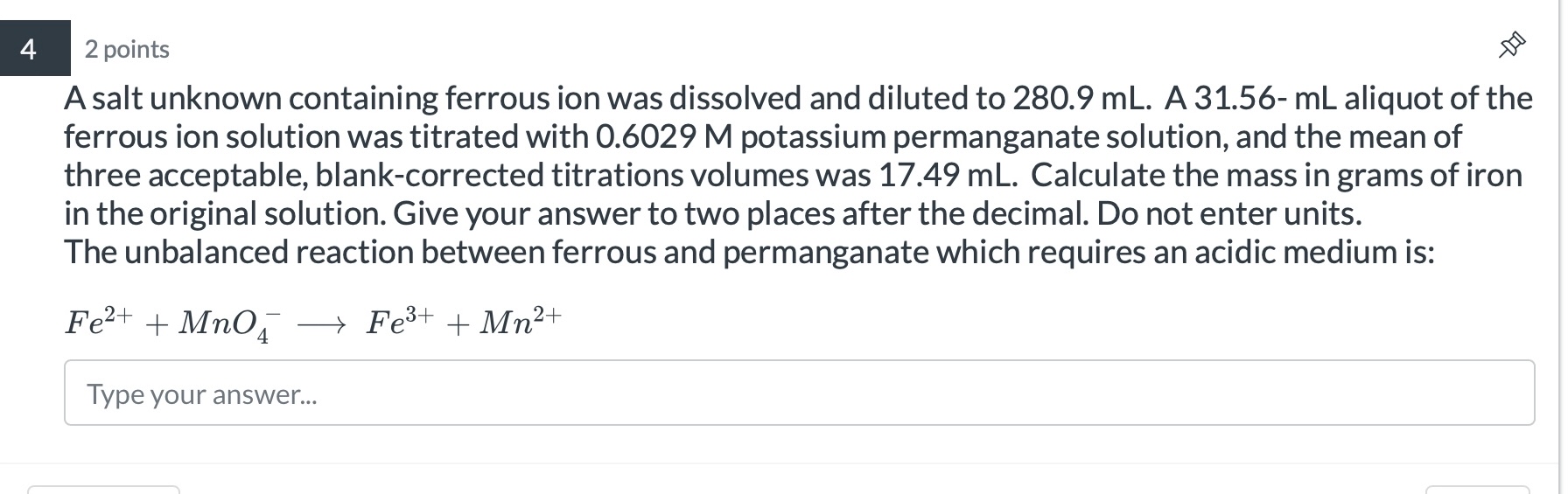 Solved 42 ﻿pointsA salt unknown containing ferrous ion was | Chegg.com