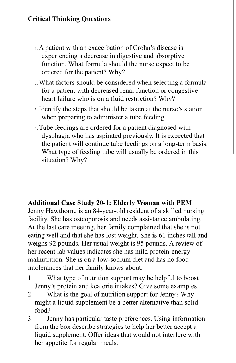 Solved Critical Thinking QuestionsA patient with an | Chegg.com