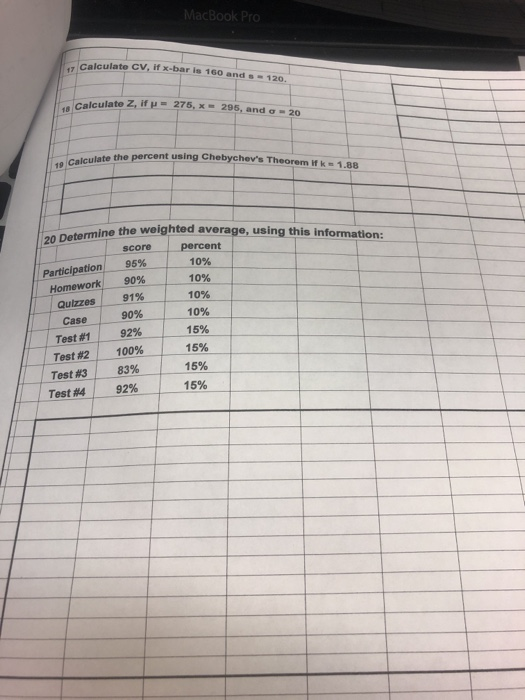 Solved MacBook Pro Calculate CV, if x-bar is 160 and 120 | Chegg.com