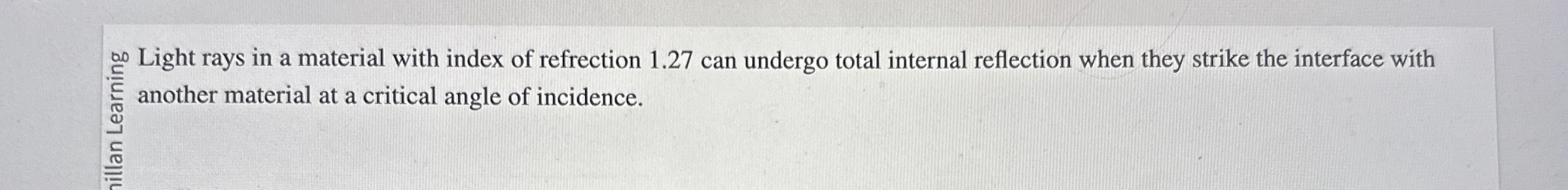 Solved Light rays in a material with index of refrection | Chegg.com