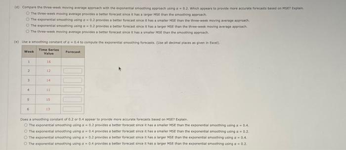 (b) Develop the three-week moving average forecasts | Chegg.com
