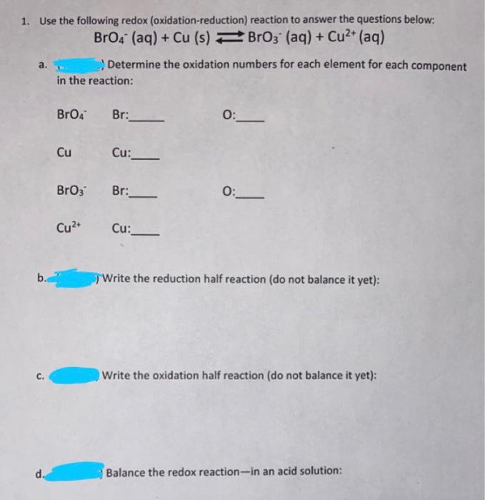 Solved BrO4−(aq)+Cu(s)⇄BrO3−(aq)+Cu2+(aq) a. I._ Determine | Chegg.com
