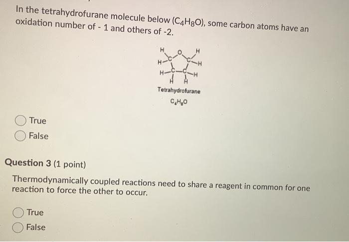 Solved In the tetrahydrofurane molecule below (C4H80), some | Chegg.com