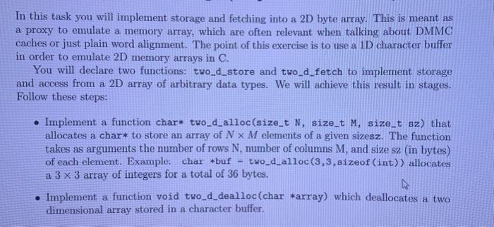Solved In this task you will implement storage and fetching | Chegg.com