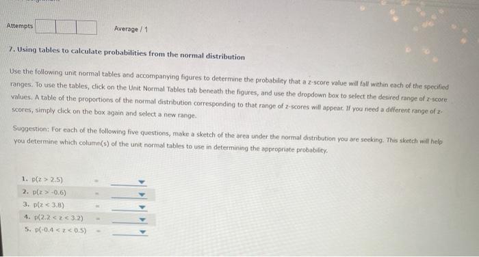 Solved Attempts Average/1 7. Using tables to calculate | Chegg.com