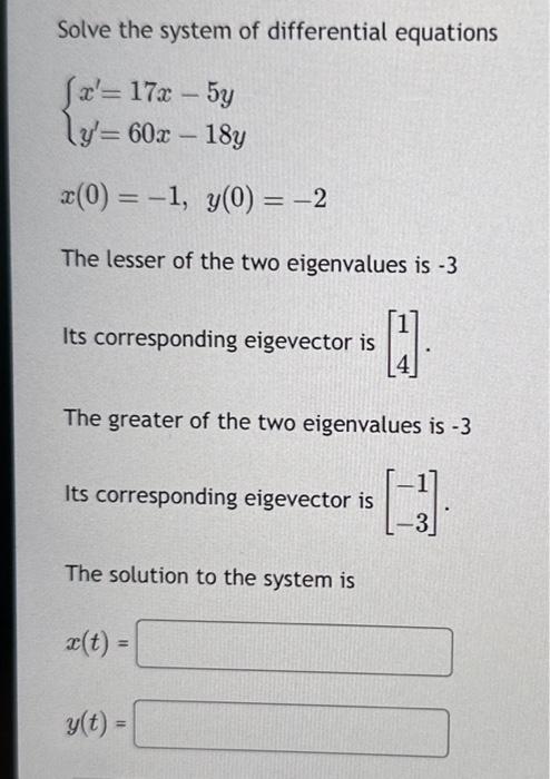 Solved Solve the system of differential equations | Chegg.com