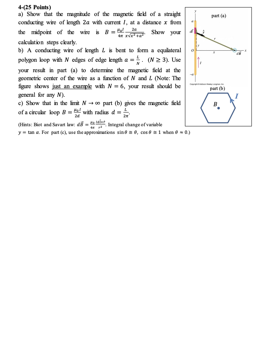 Solved 4-(25 ﻿Points)a) ﻿Show that the magnitude of the | Chegg.com