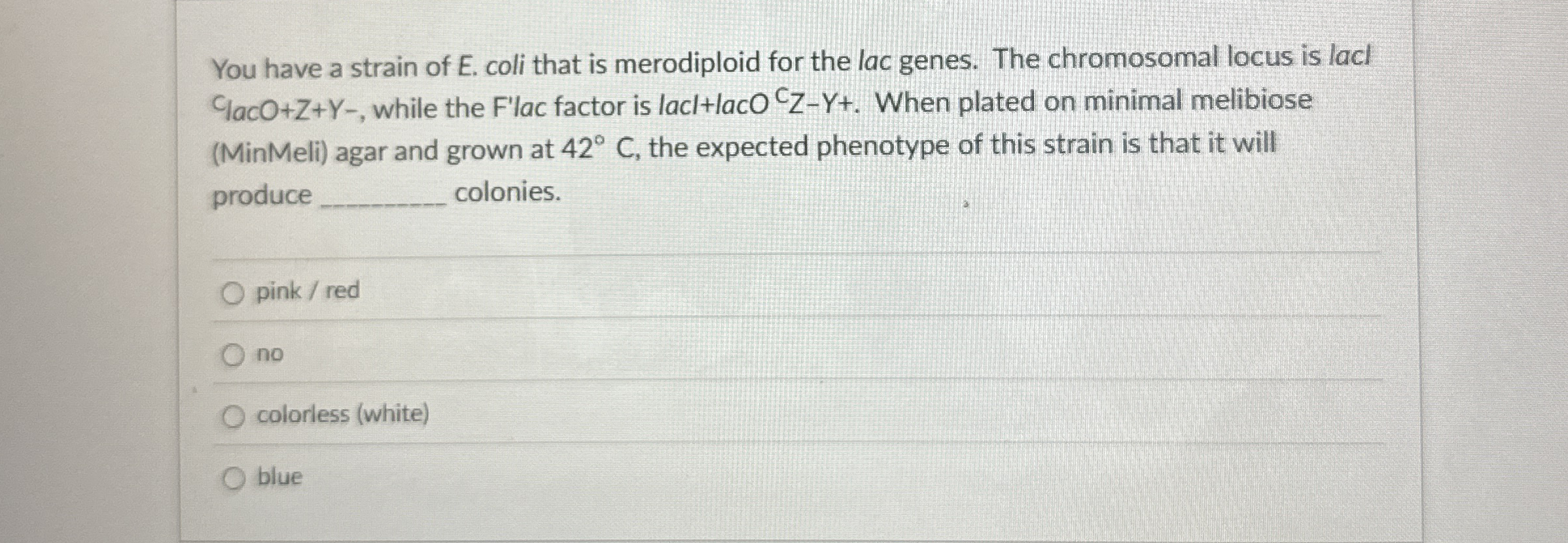 You have a strain of E. ﻿coli that is merodiploid for | Chegg.com