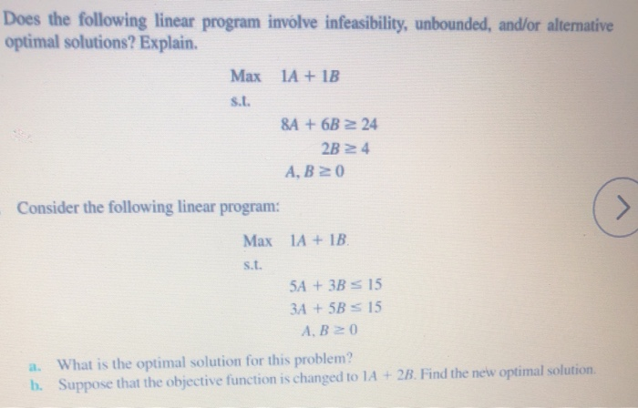 Solved Does the following linear program involve | Chegg.com