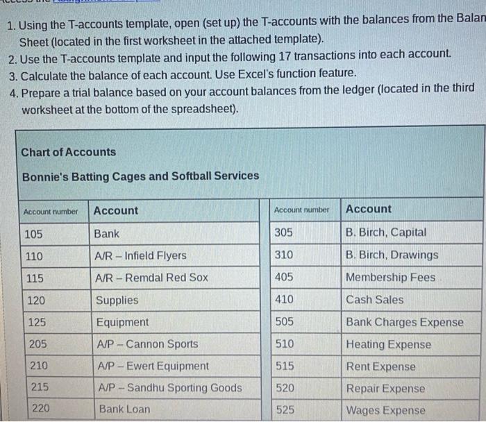 Solved 1. Using the T-accounts template, open (set up) the | Chegg.com