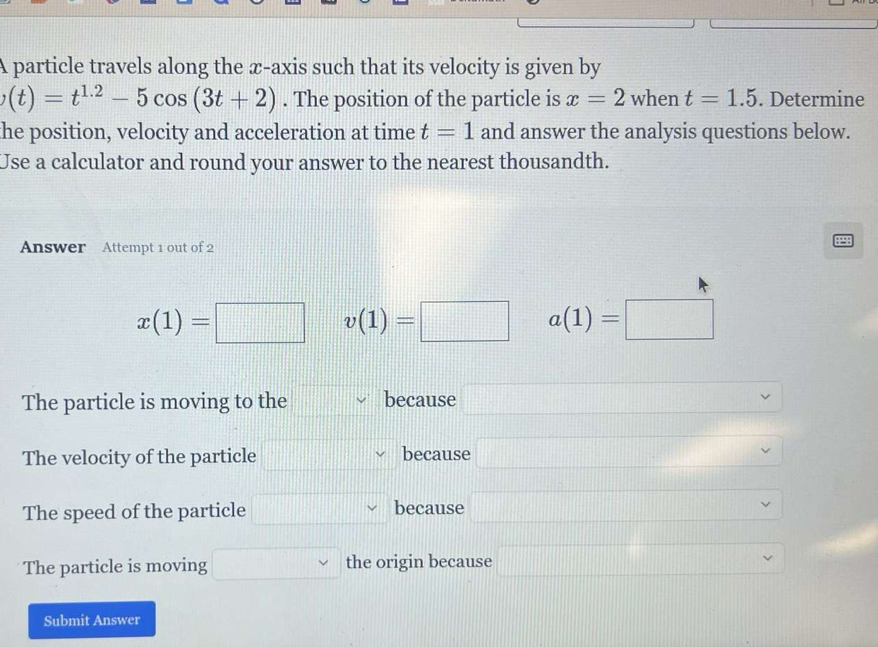 Solved particle travels along the x-axis such that its | Chegg.com