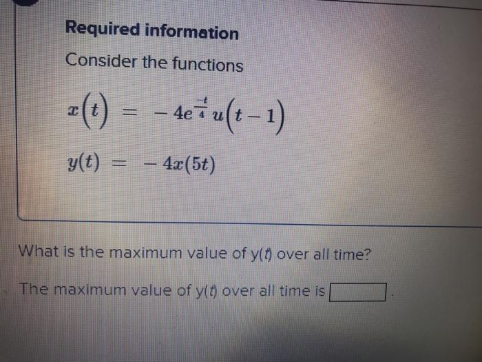 Solved Required information Consider the functions a(t) 4e | Chegg.com