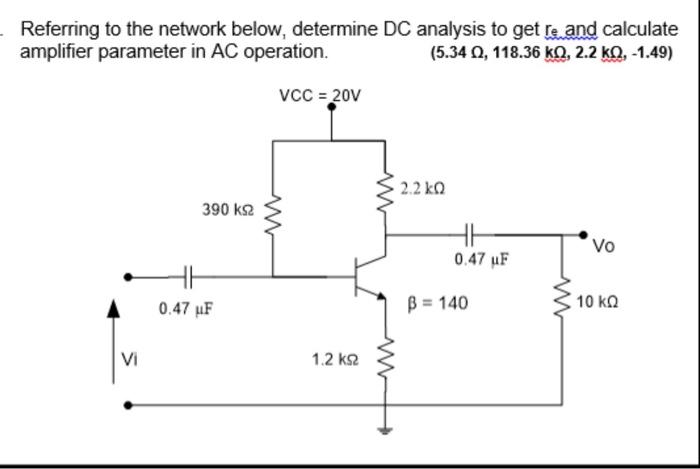 Solved Referring to the network below, determine DC analysis | Chegg.com