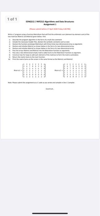 1 of 1 EENG212 / INFE212 Algorithms and Data | Chegg.com