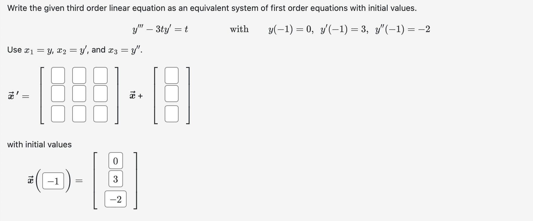 Solved Write the given third order linear equation as an | Chegg.com