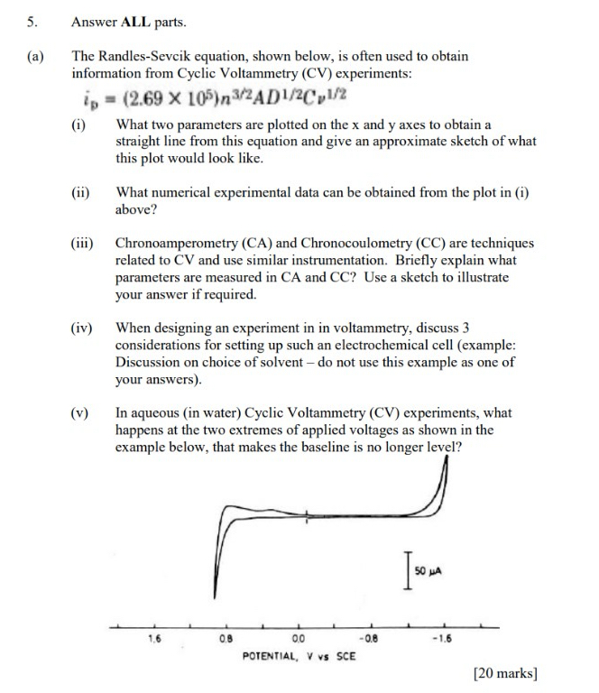 Solved (a) ﻿The Randles-Sevcik equation, shown below, is | Chegg.com