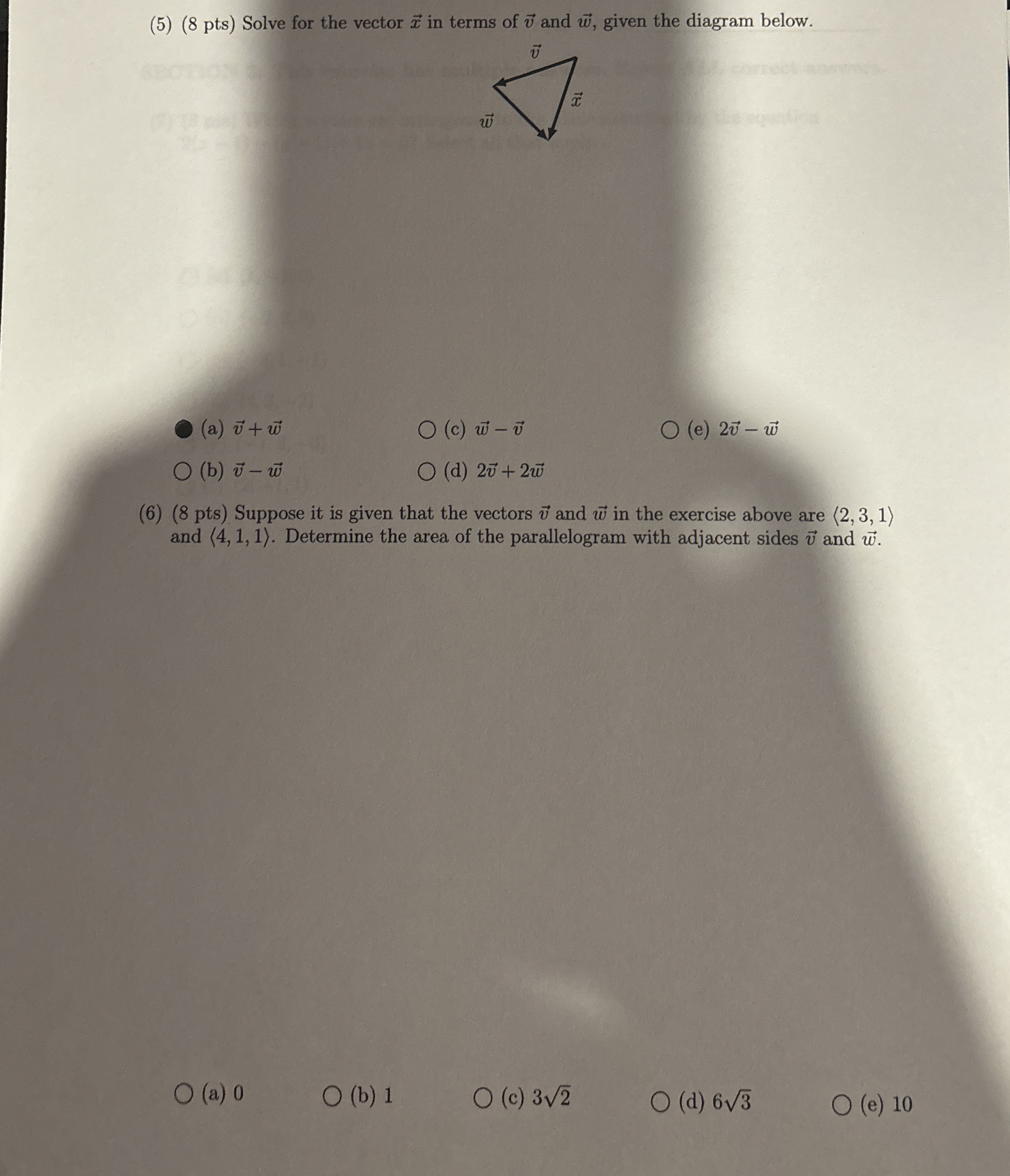 Solved (5) (8 ﻿pts) ﻿Solve for the vector vec(x) ﻿in terms | Chegg.com