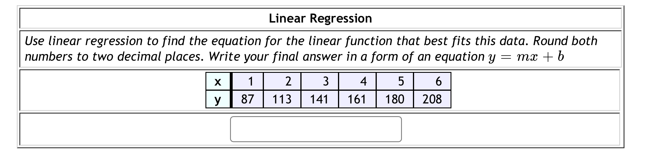 Solved \table[[Linear Regression],[Use linear regression to | Chegg.com