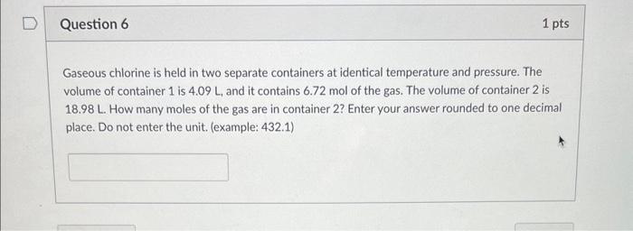 Solved Gaseous chlorine is held in two separate containers | Chegg.com